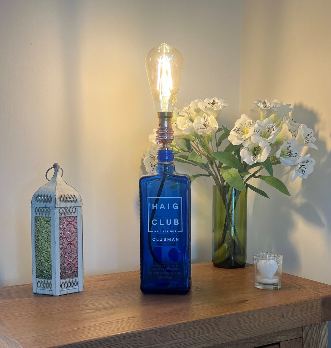 Haig Club Clubman Whisky Upcycled 1L Bottle Lamp Handmade, Bespoke ...