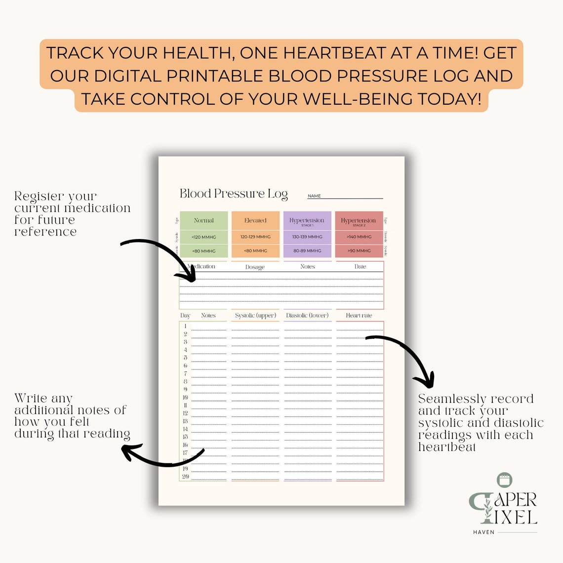 Heart Health Tracker: Printable Blood Pressure Log & Best Practices for ...