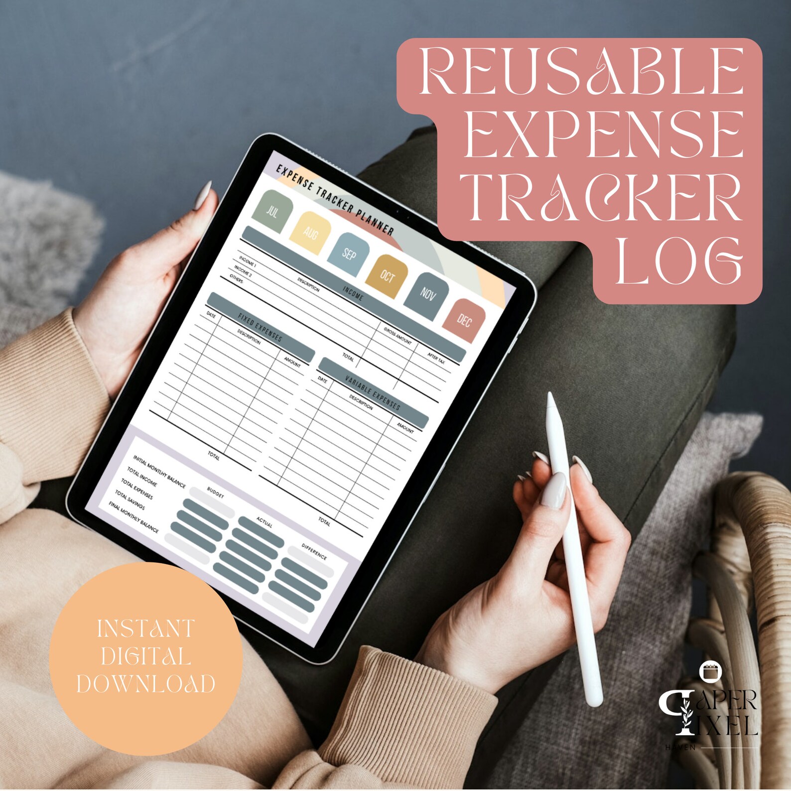 Artistic Spending Tracker Printable | Expense Tracker | Budget Template ...