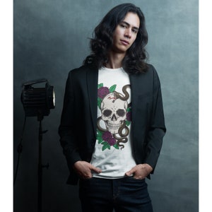 Snake + Skull Tee Serpent Goth Tattoo Art T-shirt Unisex Jersey Short ...