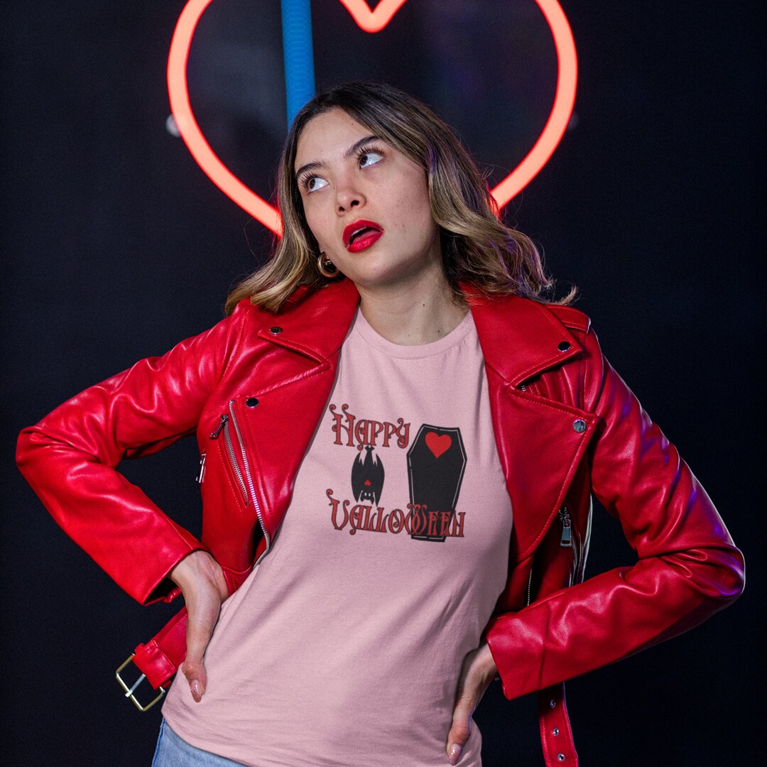 Happy Valloween Valentine's Day Bat Shirt With Hanging Bat + Coffin ...