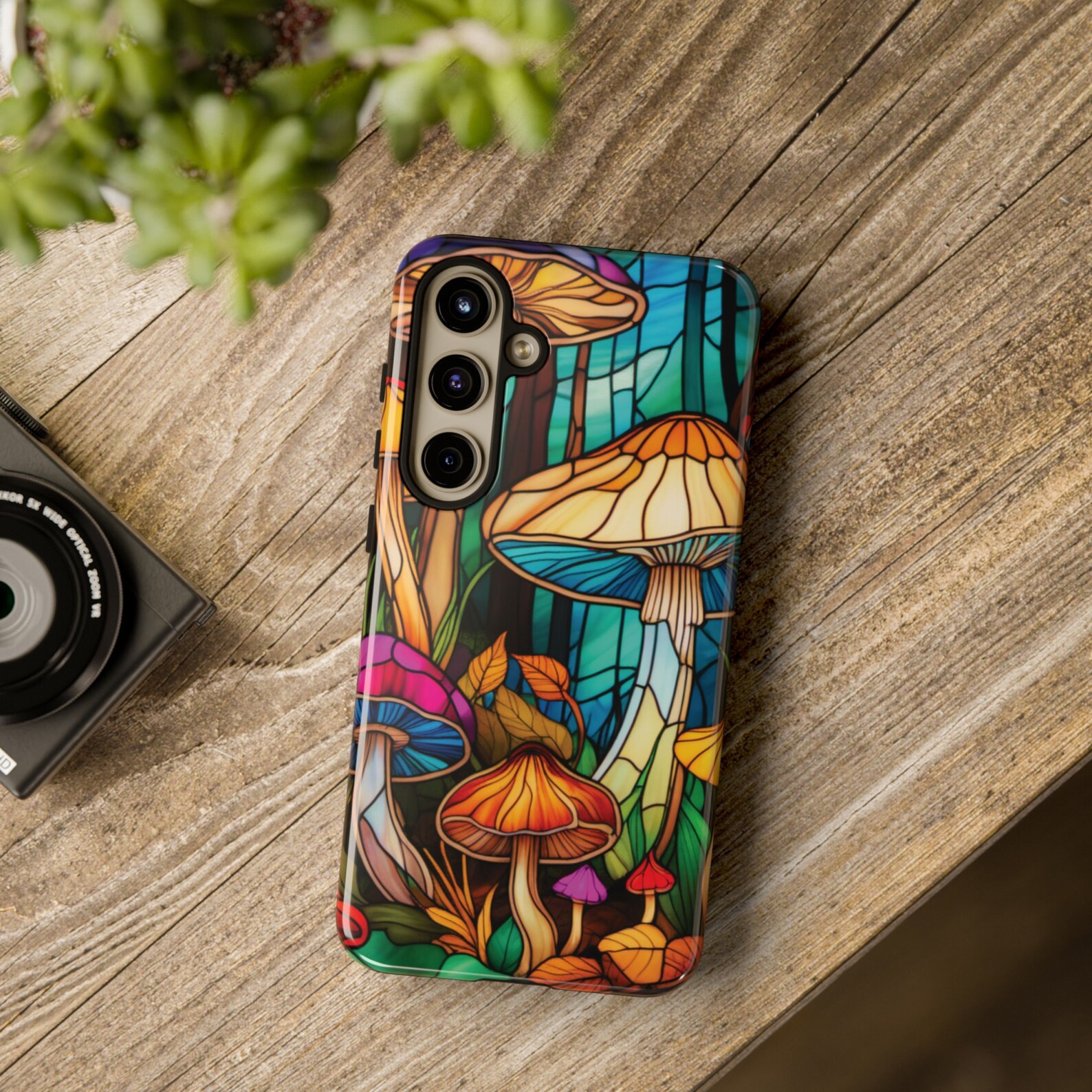 Cottagecore Forest Mushrooms Faux Stained Glass Whimsigoth iPhone ...
