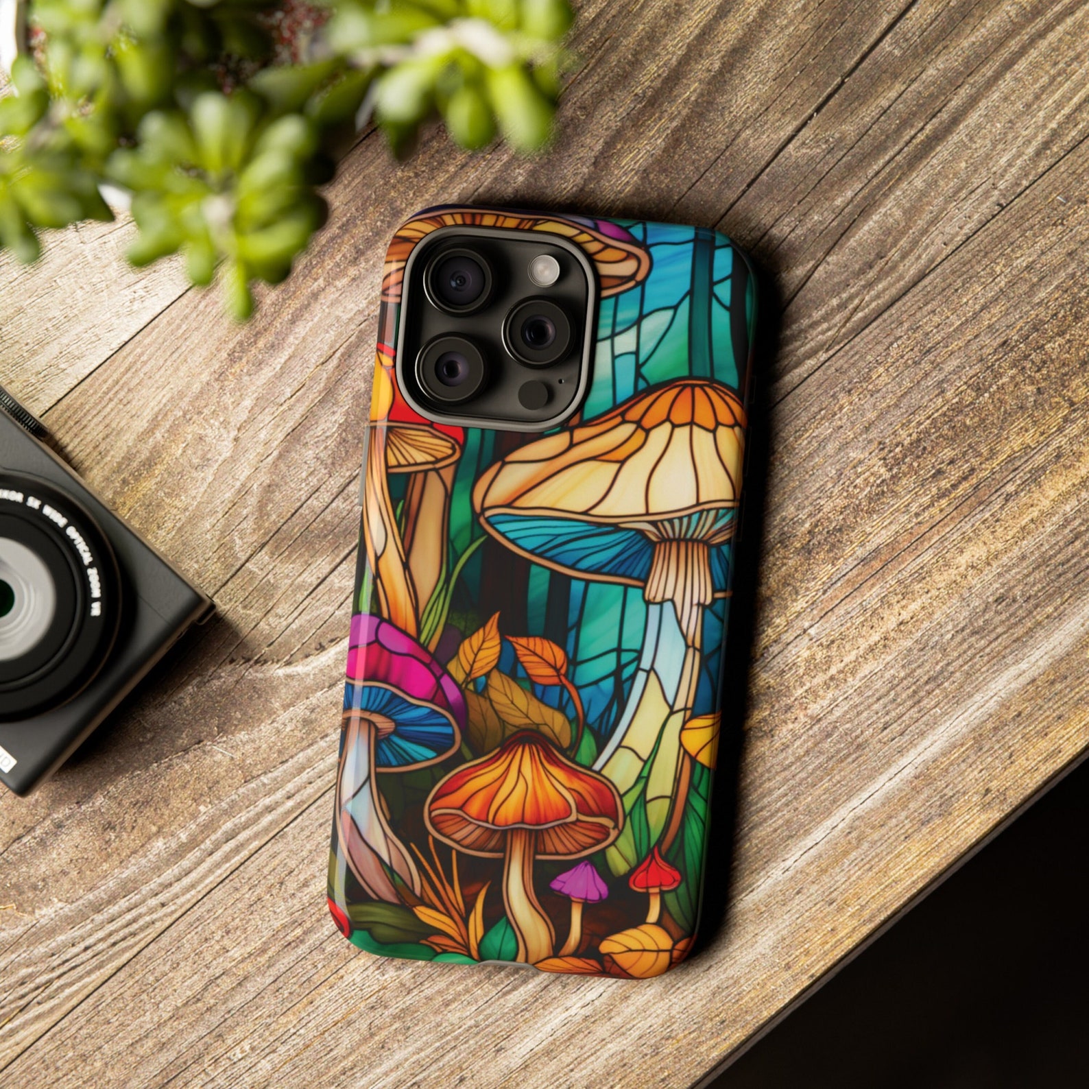 Cottagecore Forest Mushrooms Faux Stained Glass Whimsigoth iPhone ...