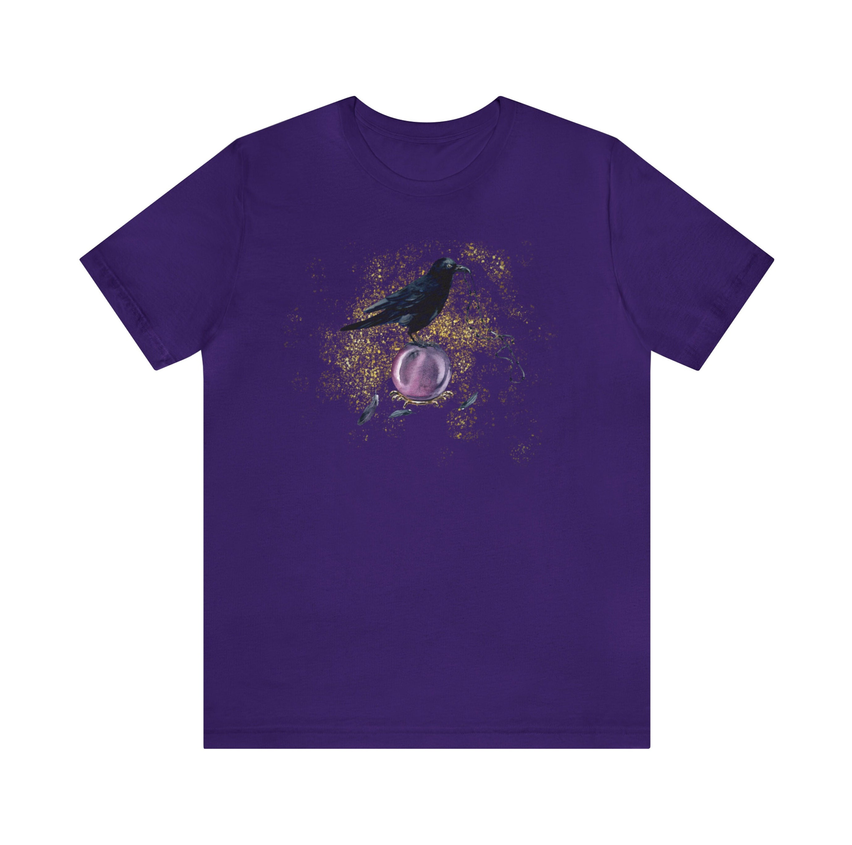 Whimsigoth Crow Raven on Crystal Ball Sparkle Glitter Mystical Unisex ...