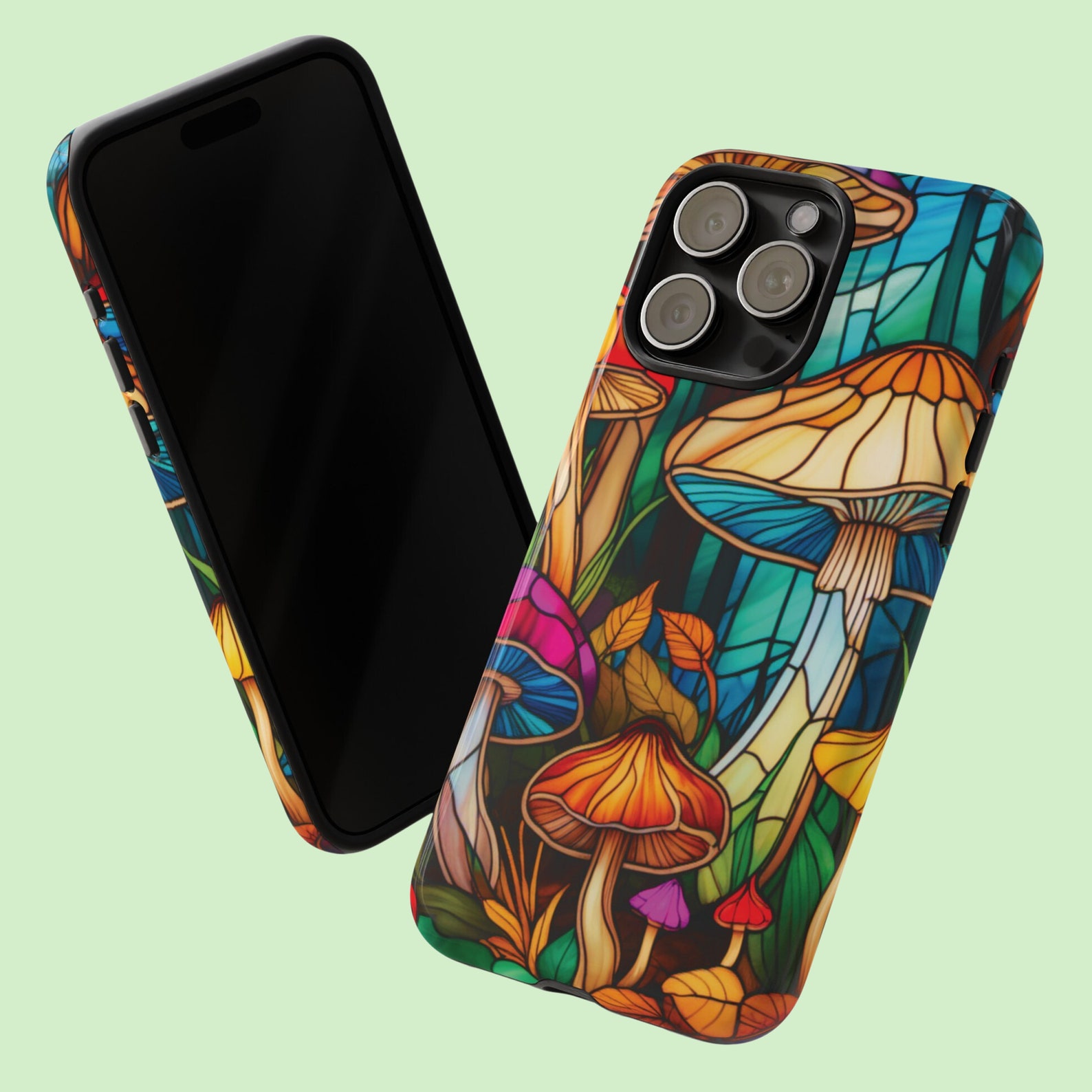 Cottagecore Forest Mushrooms Faux Stained Glass Whimsigoth iPhone ...