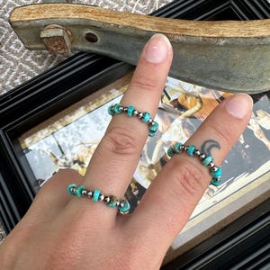 The Flagstaff Ring Navajo Pearls and Natural Turquoise Ring - Etsy
