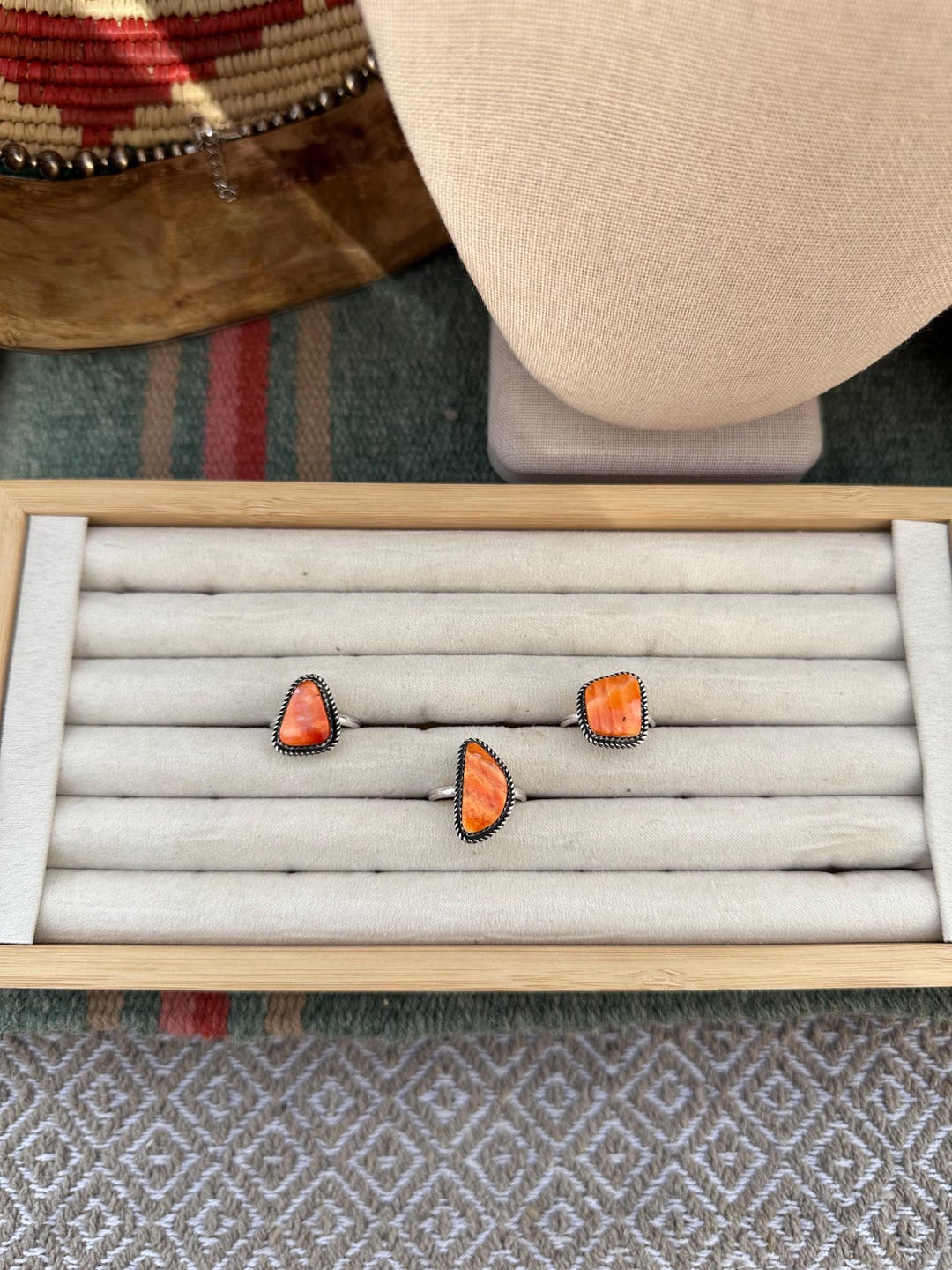 The Adobe Ring- Native Made Orange Spiny Oyster Stacking Ring - Etsy