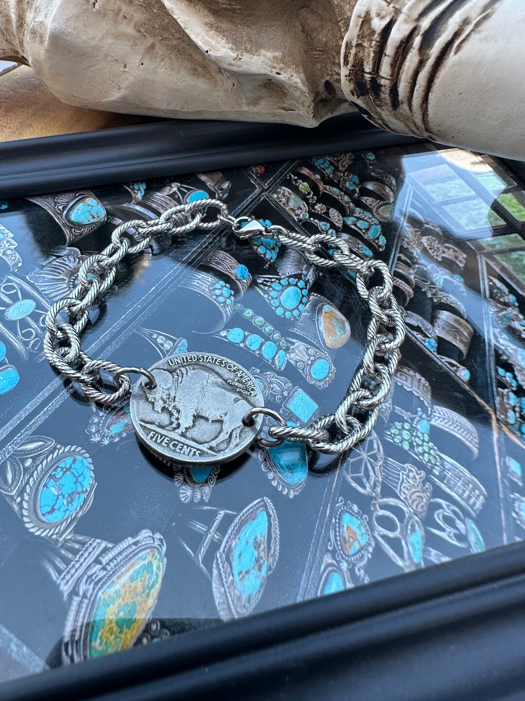 Buffalo Coin Chain Bracelet - Etsy