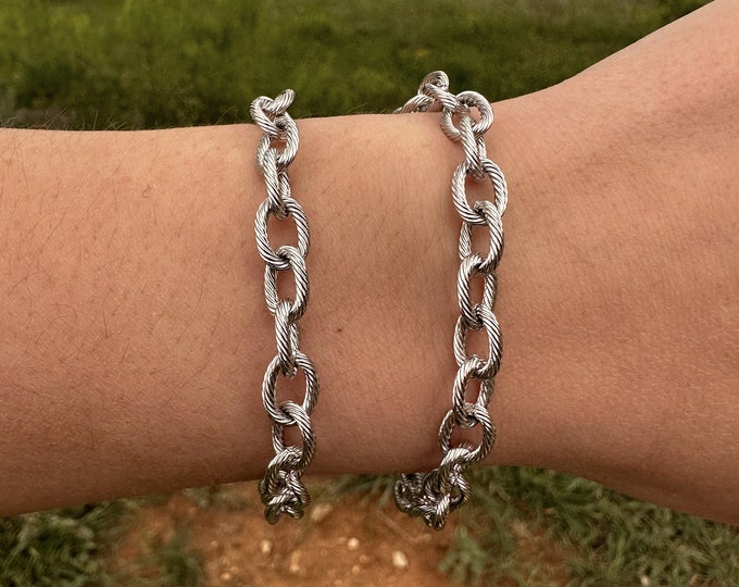 Textured Chain Bracelet- Stainless Steel - Etsy