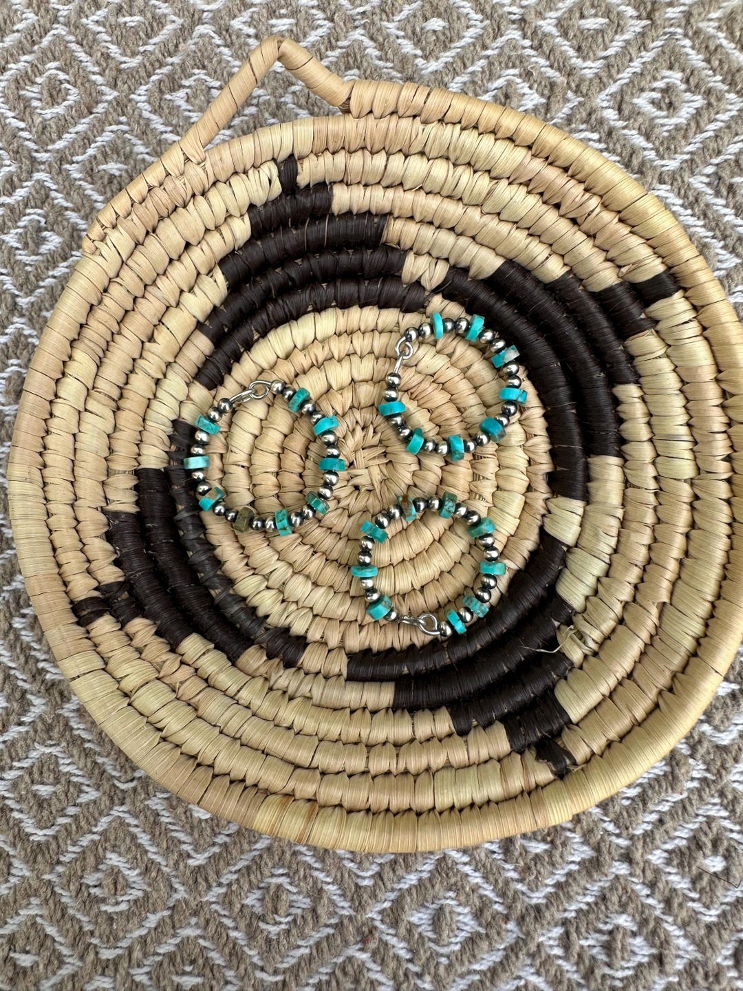 The Flagstaff Ring Navajo Pearls and Natural Turquoise Ring - Etsy