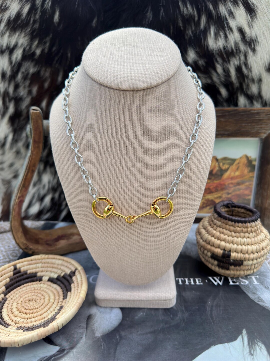 The Mixed Metal Bitty- Mixed Metal Snaffle Bit Necklace - Etsy