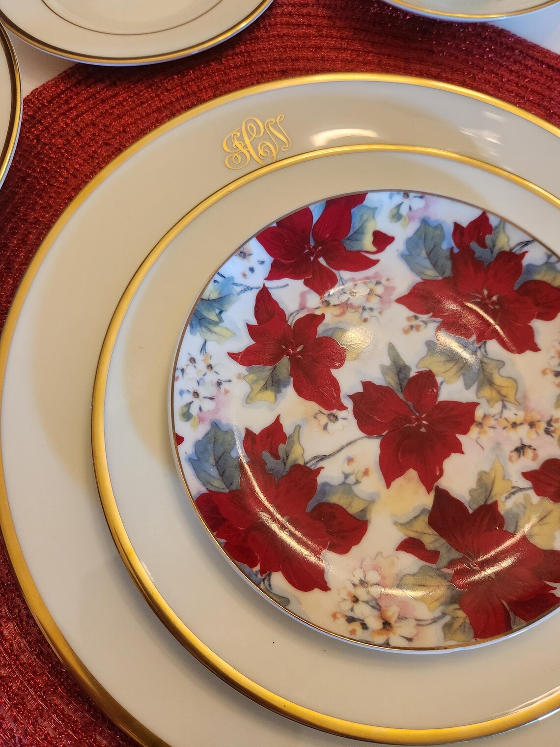 Gold and Ivory MONOGRAMMED Dinner Plate California (bone) by Wedgwood ...