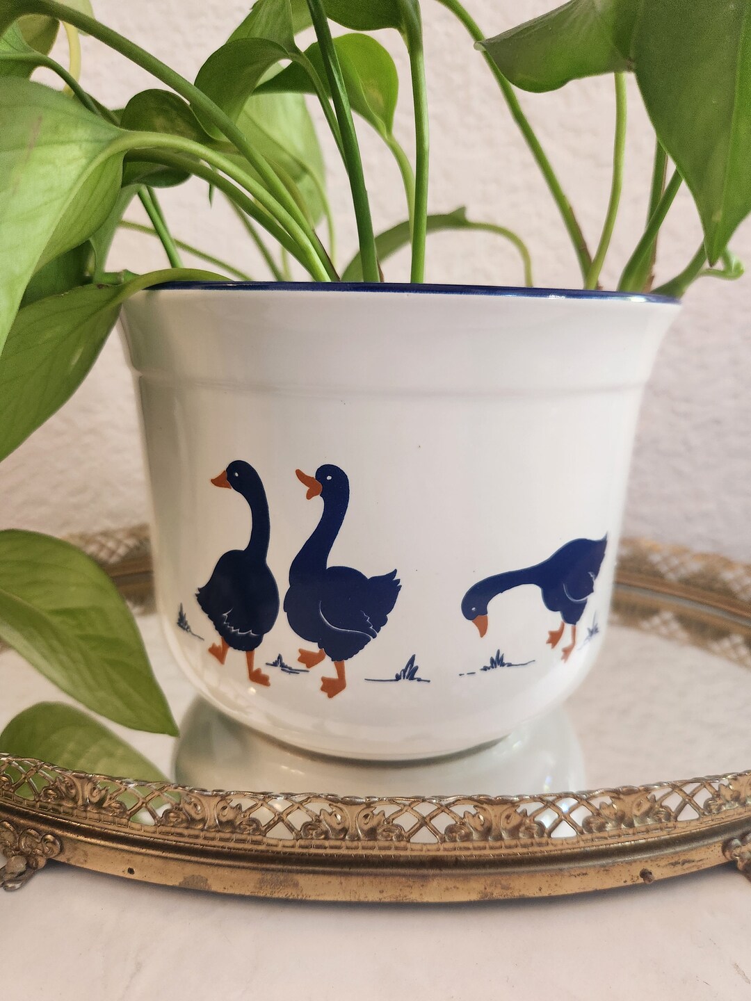 Rosenthal Netter Porcelain Blue White Goose Planter Bowl - Etsy