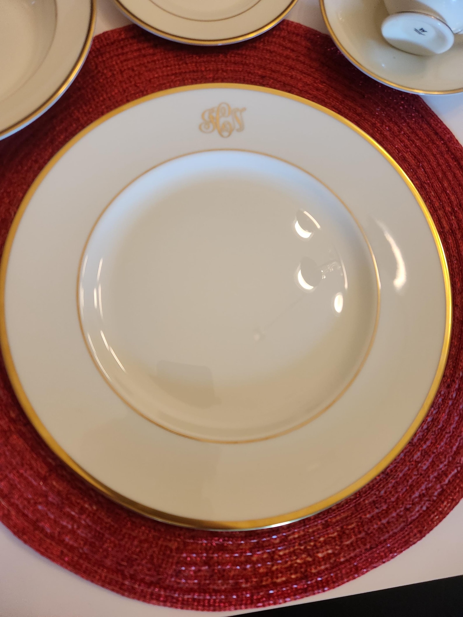 Gold and Ivory MONOGRAMMED Dinner Plate California (bone) by Wedgwood ...