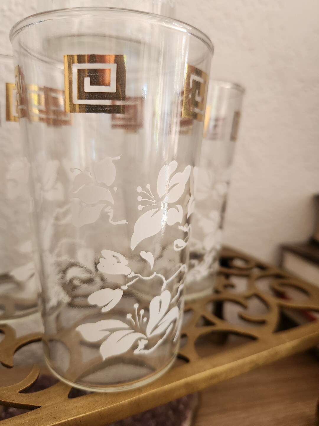 Vintage Greek Key Glassware - Etsy