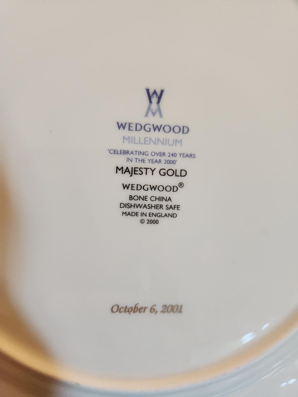 Gold and Ivory MONOGRAMMED Dinner Plate California (bone) by Wedgwood ...