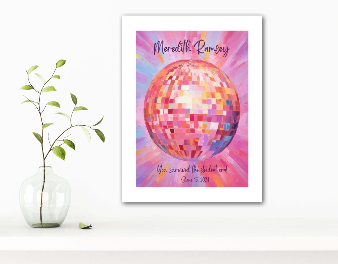 Graduation Custom Poster #1 | Commencement Celebration | Disco Ball Art ...