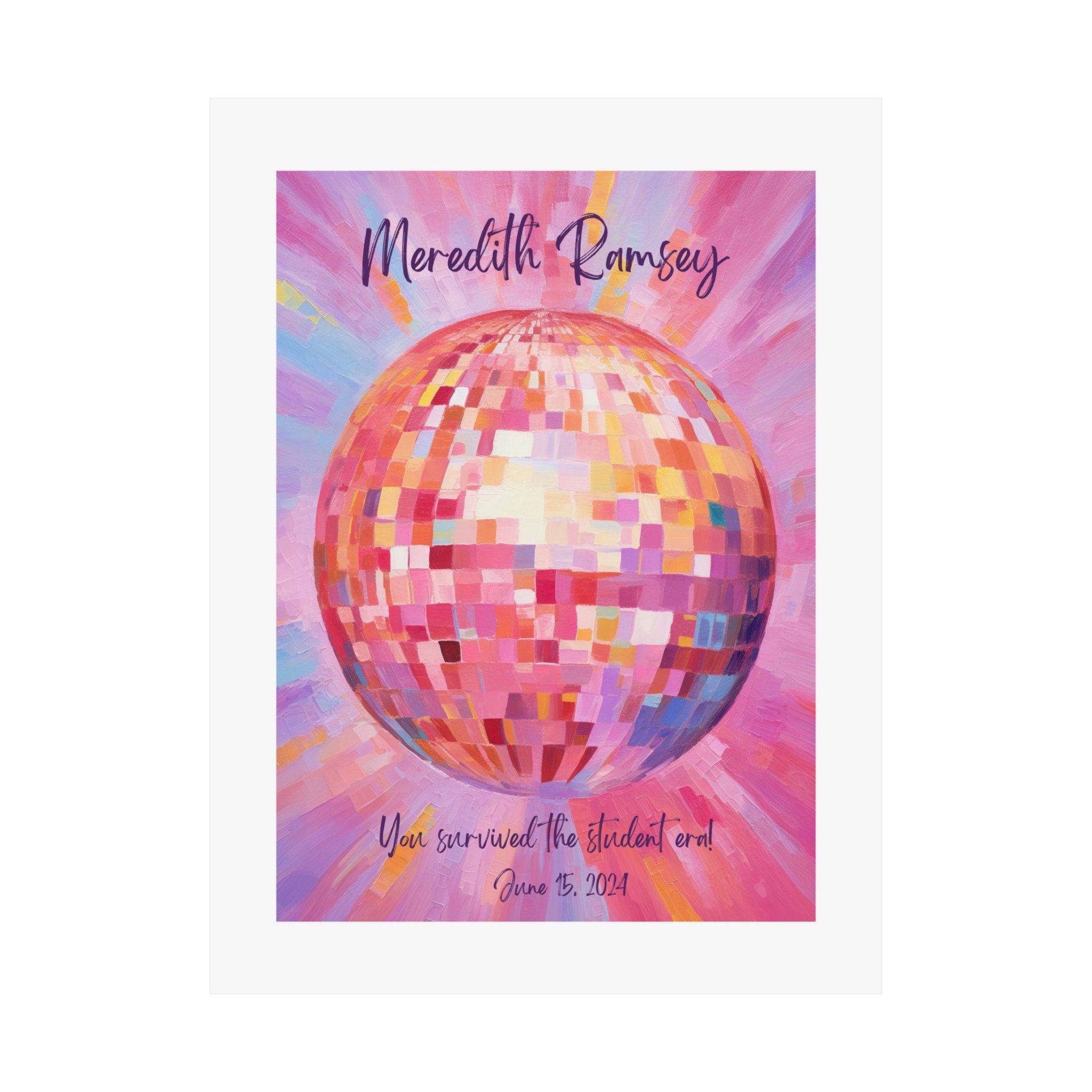 Graduation Custom Poster #1 | Commencement Celebration | Disco Ball Art ...