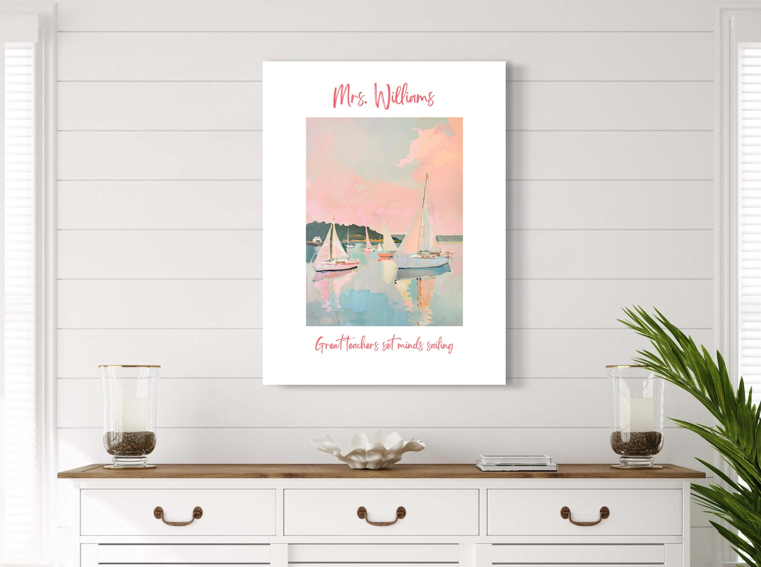 Custom Teacher Poster - Pink Text and Aesthetic | Personalized Teacher ...