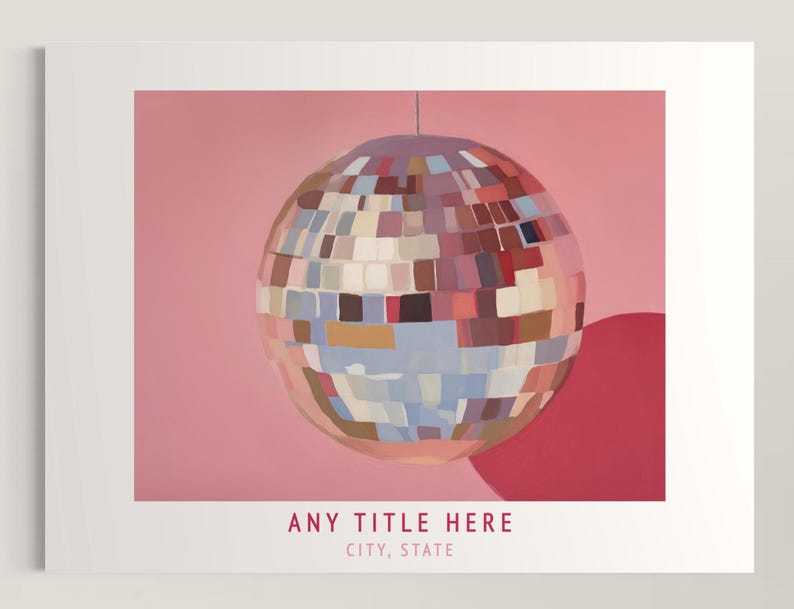 Personalized Poster | Mirrorball Art Print | Pink | Disco Ball ...