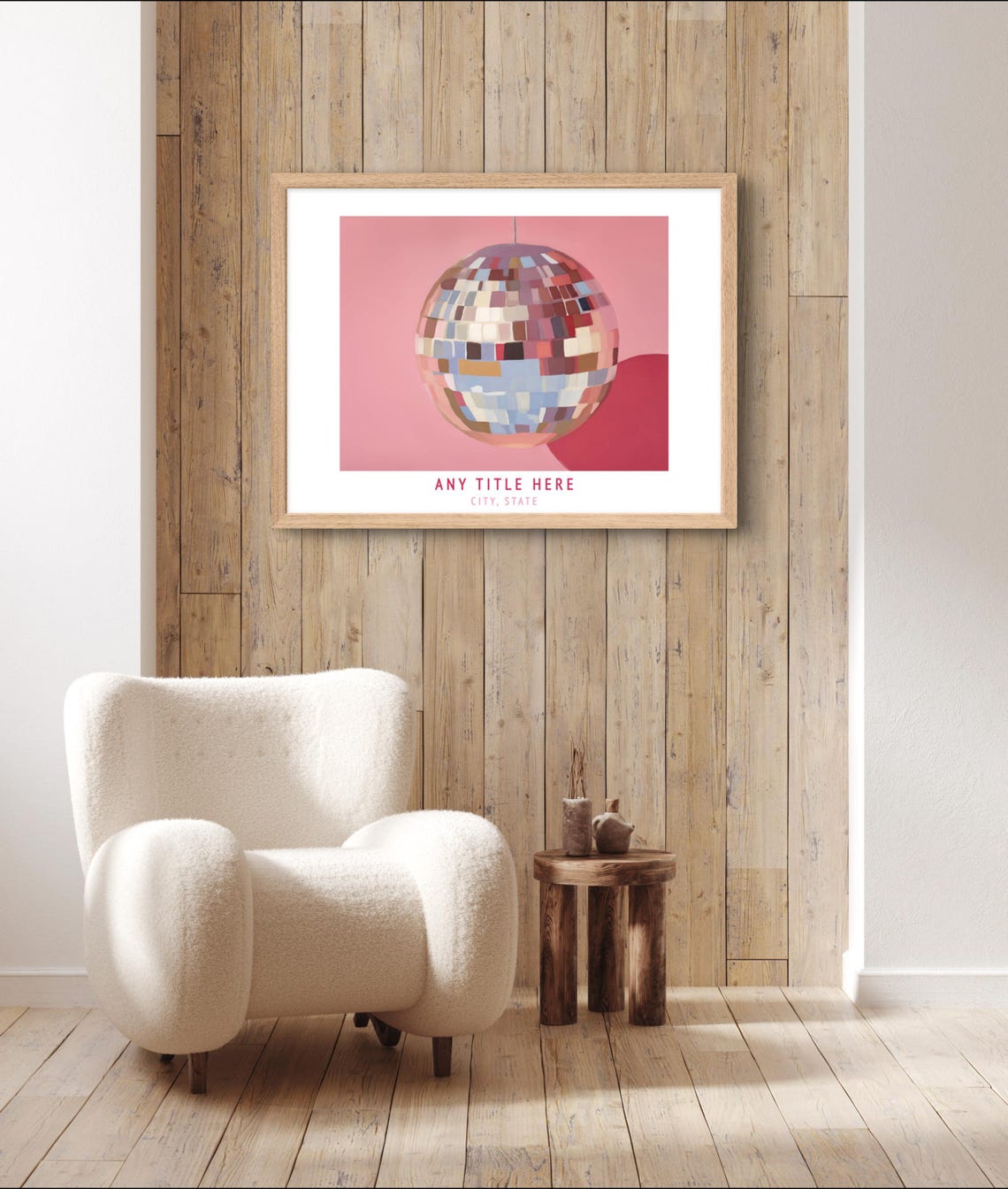 Personalized Poster | Mirrorball Art Print | Pink | Disco Ball ...