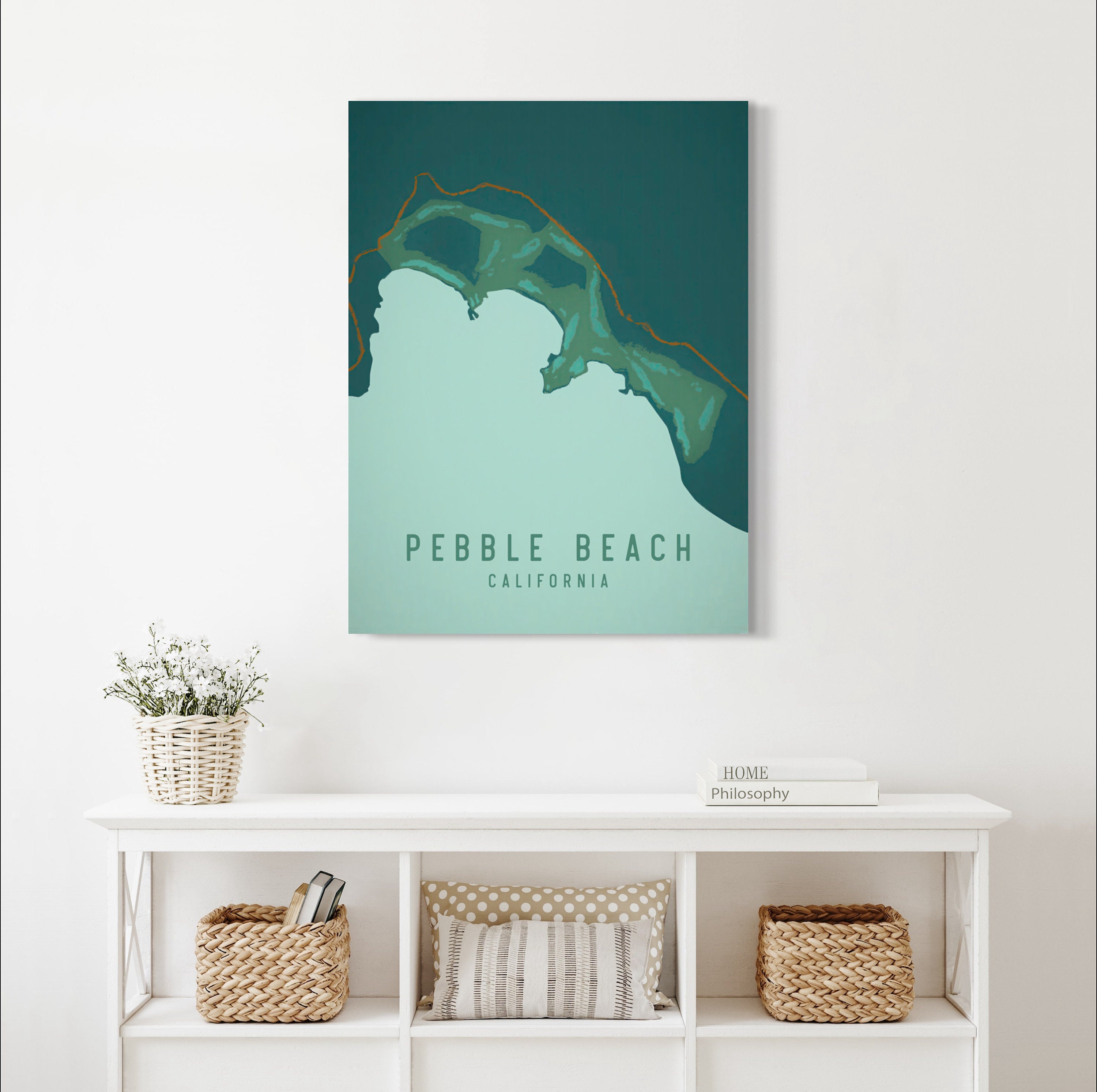 Pebble Beach Golf Course Map | Art Poster Print | Golf Art | Golf Gifts ...