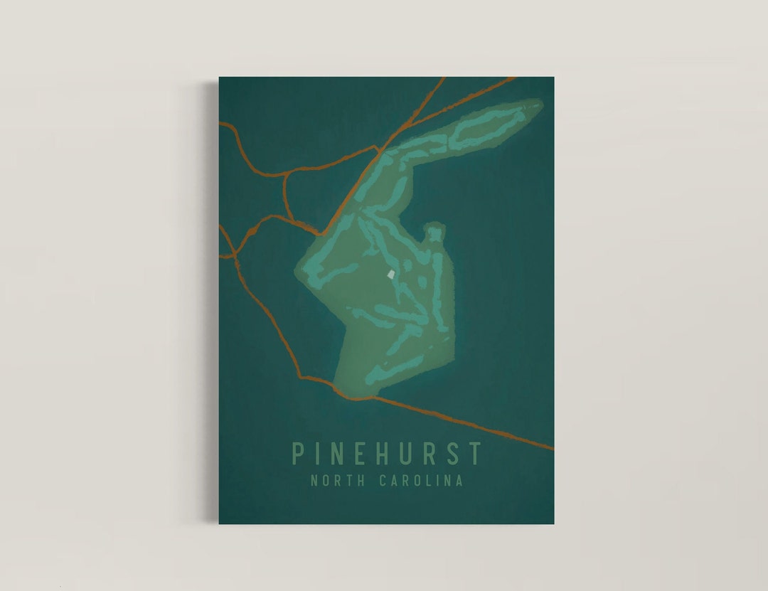 Pinehurst No 2 Golf Course Map | Art Poster Print | Golf Art | Golf ...
