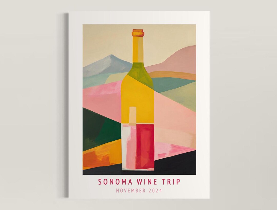Personalized Poster | Wine Bottle Art Print | Midcentury Modern Wall ...