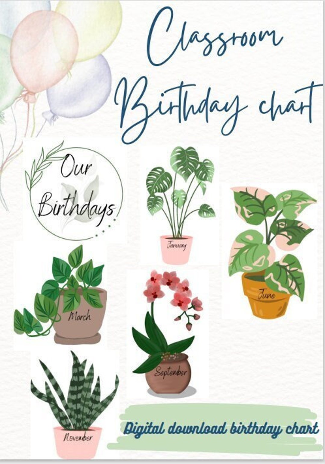 Birthday Chart Classroom Birthday School Birthday Classroom - Etsy