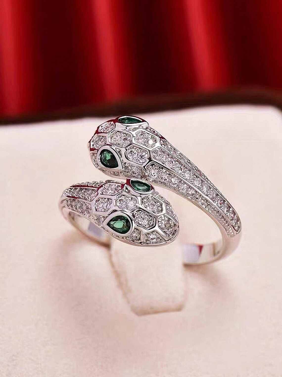 Personalized Snake Ring, Vintage Fashion Ring, Diamond Ring, Open ...