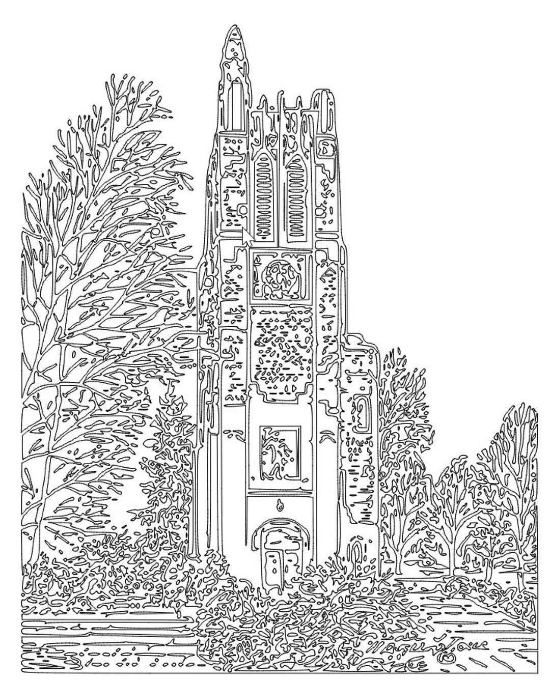 MSU Beaumont Tower CNC Engrave / Cut Design File (AI & Lightburn LBRN2 ...