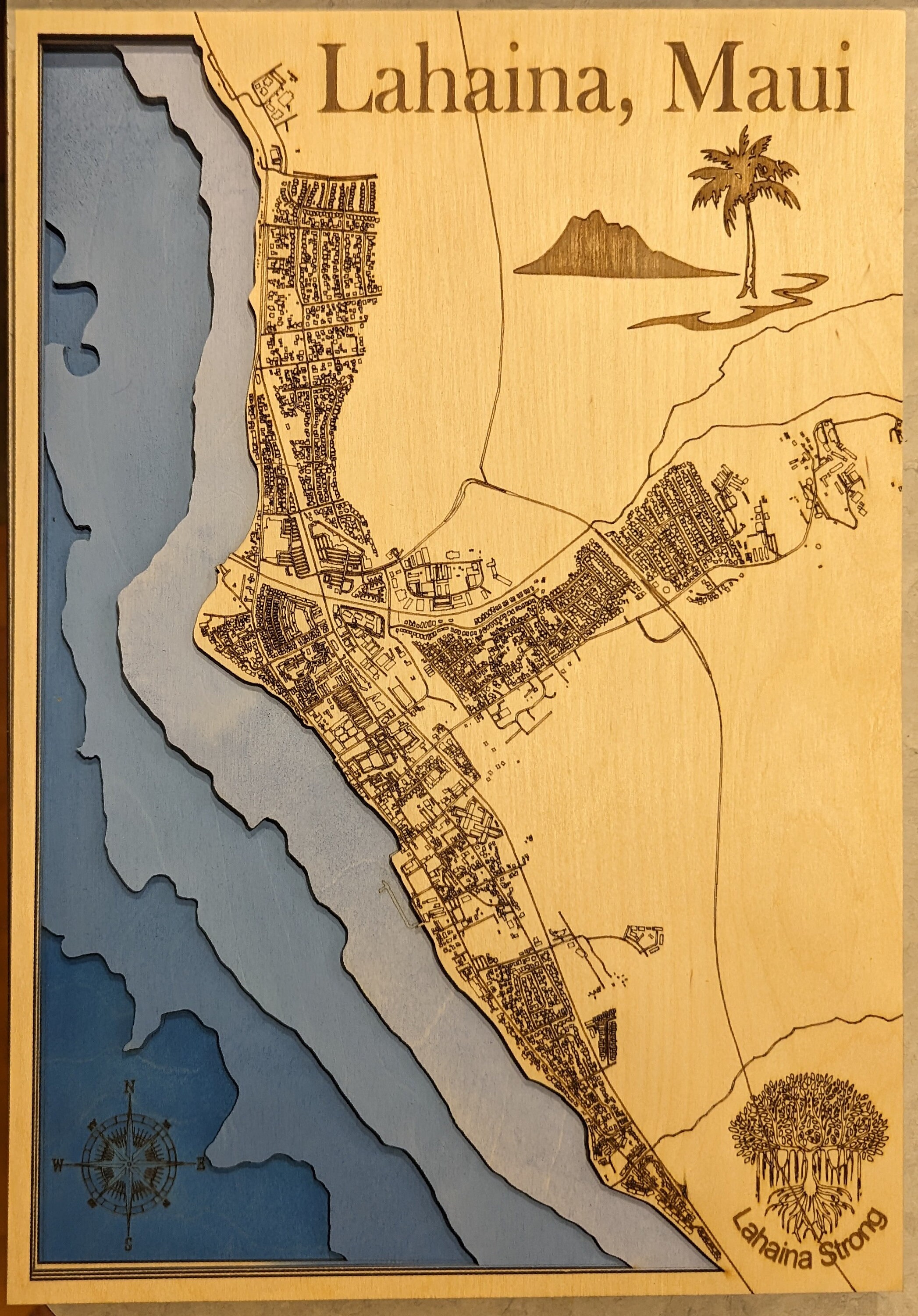 Lahaina, Maui (hawaii) 5 Layer Map Decoration / Wall Art - Laser Cut ...