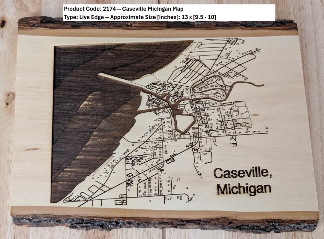 Caseville Michigan Map Live Edge Laser Cut Size: 13 X 9.5 10 Inches - Etsy