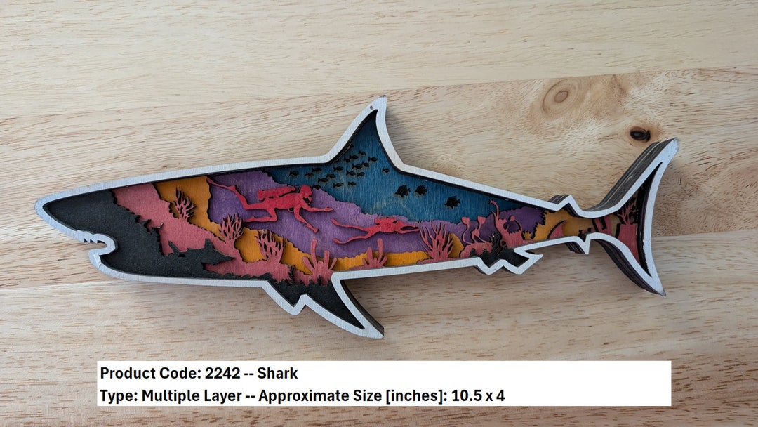Shark - Multiple Layer Laser Cut -- Size: 10.5 X 4 Inches - Etsy