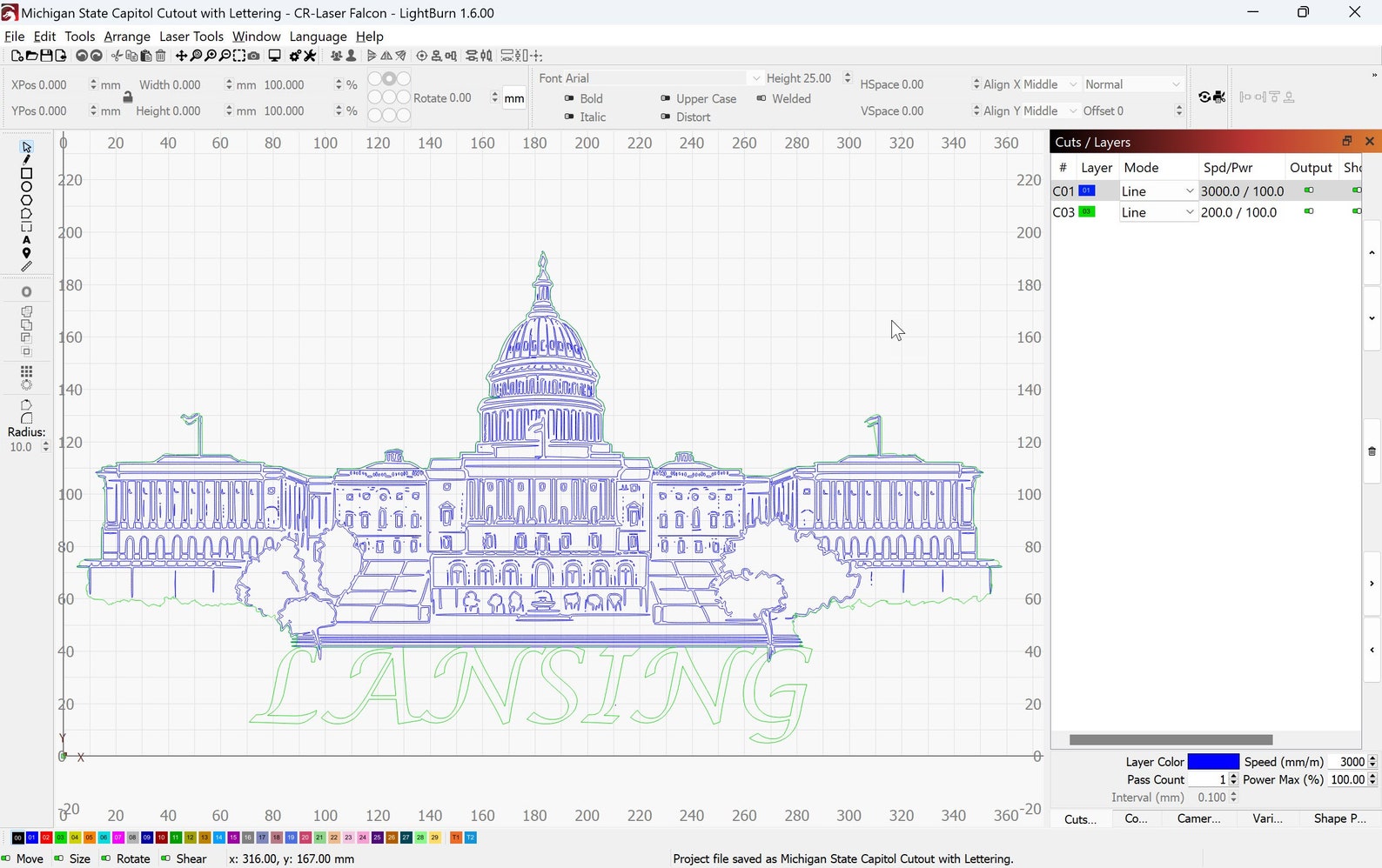 Michigan State Capitol Digital Download Vector Line Art for CNC or ...