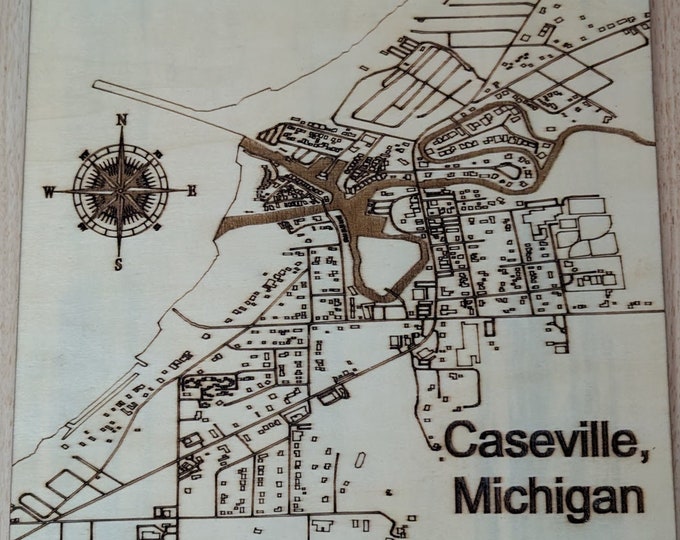 Caseville Michigan Map - Single Layer Laser Cut -- Size: 10.5 X 11.5 ...
