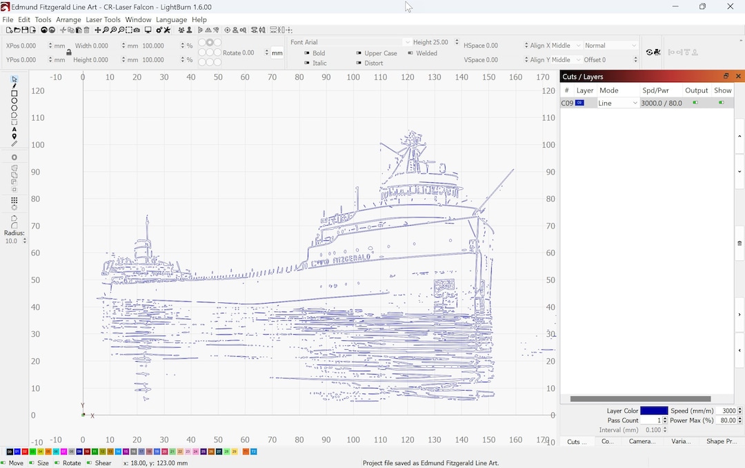Edmund Fitzgerald Digital Download Vector Line Art for CNC or Laser ...