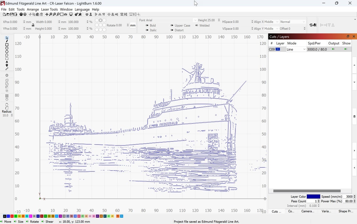 Edmund Fitzgerald Digital Download Vector Line Art for CNC or Laser ...