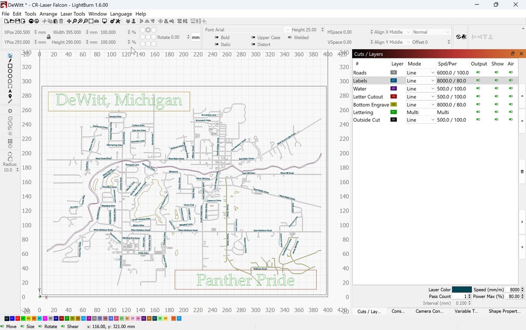 Dewitt Map Digital Download Vector Line Art for CNC or Laser Cutting ...
