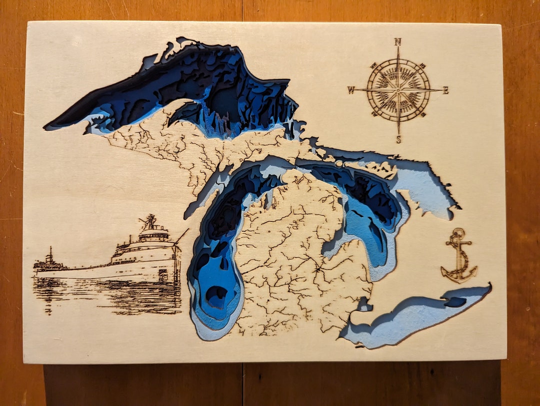 Michigan Great Lakes (with and W/o Ontario) Laser CNC Engrave / Cut ...