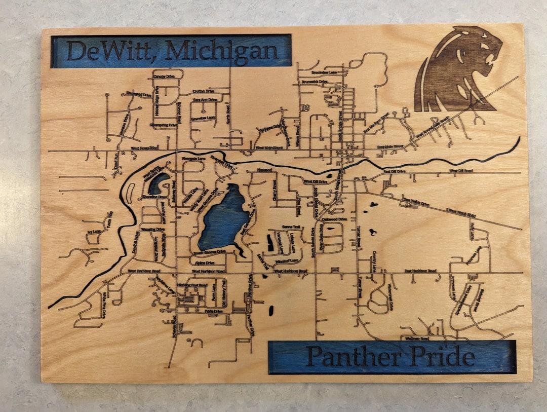 Dewitt, Michigan Laser Cut Map - 15.5" X 11.5" - 2 Layers - Wood - Made ...