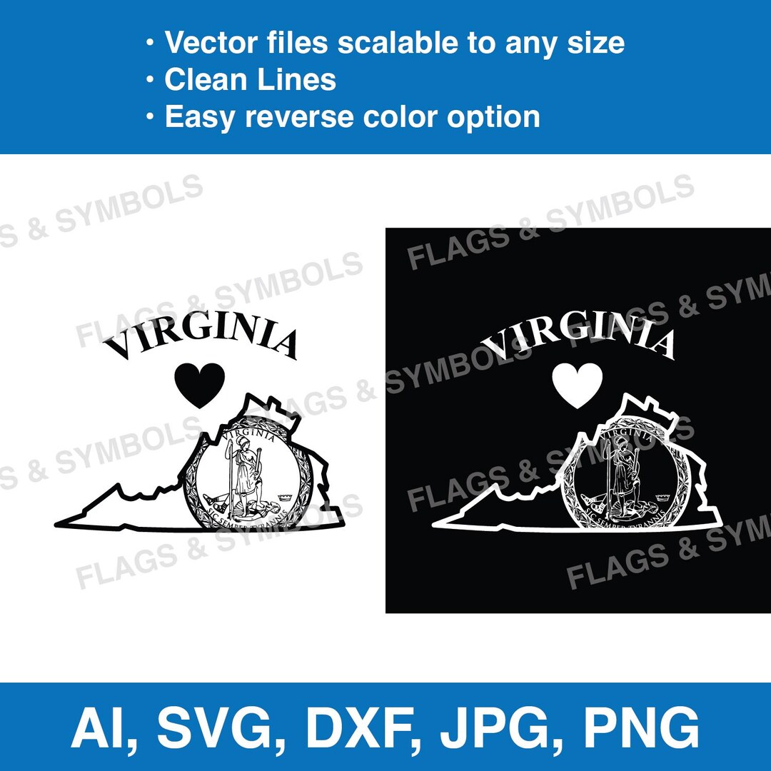Virginia State Flag Vector. Virginia Outline State Cut File. Virginia ...