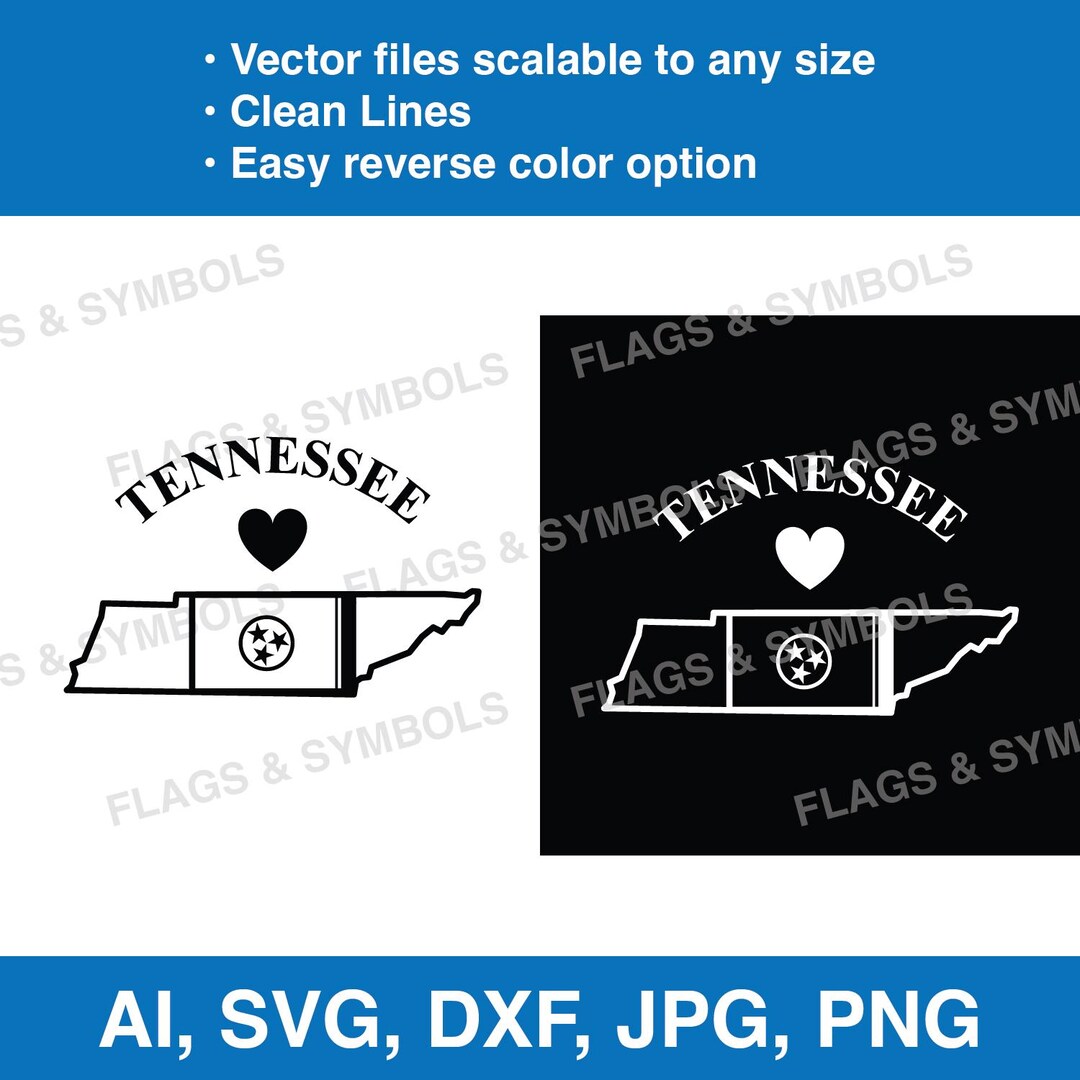 Tennessee State Flag Vector. Tennessee Outline State Cut File ...