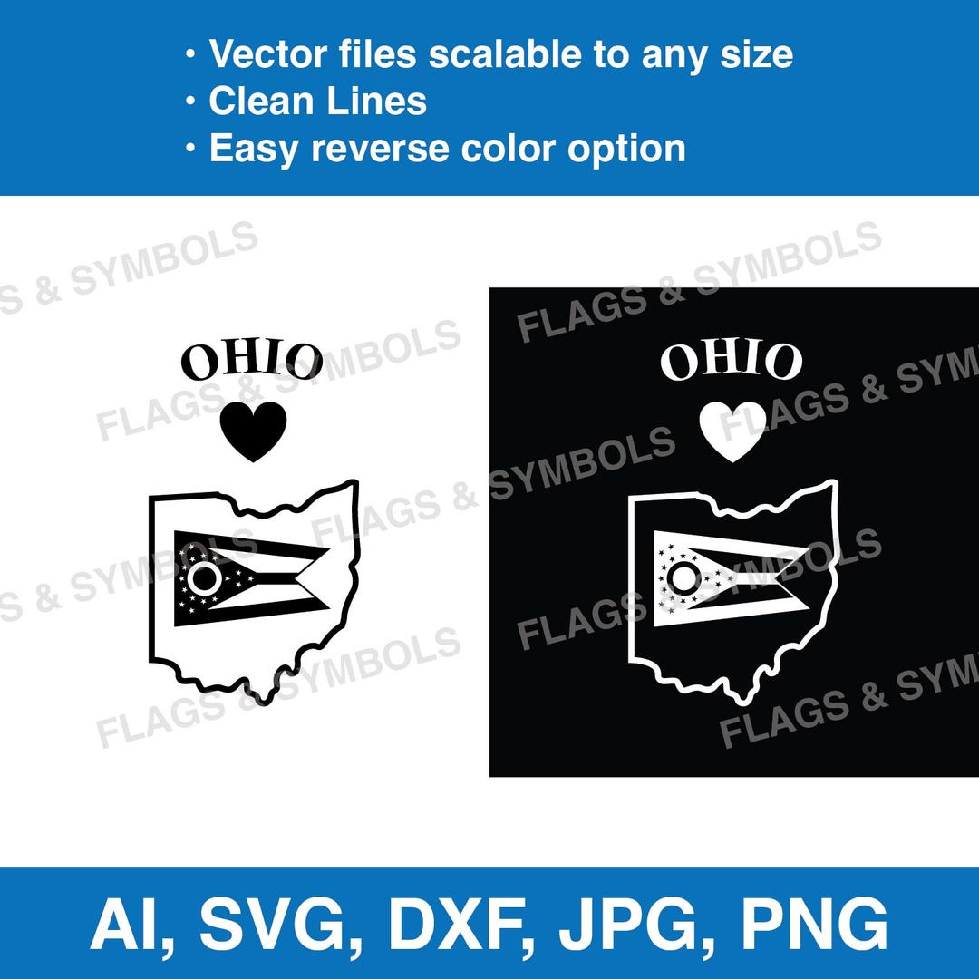 Ohio State Flag Vector. Ohio Outline Cut File. Ohio Laser Cut. Ohio ...