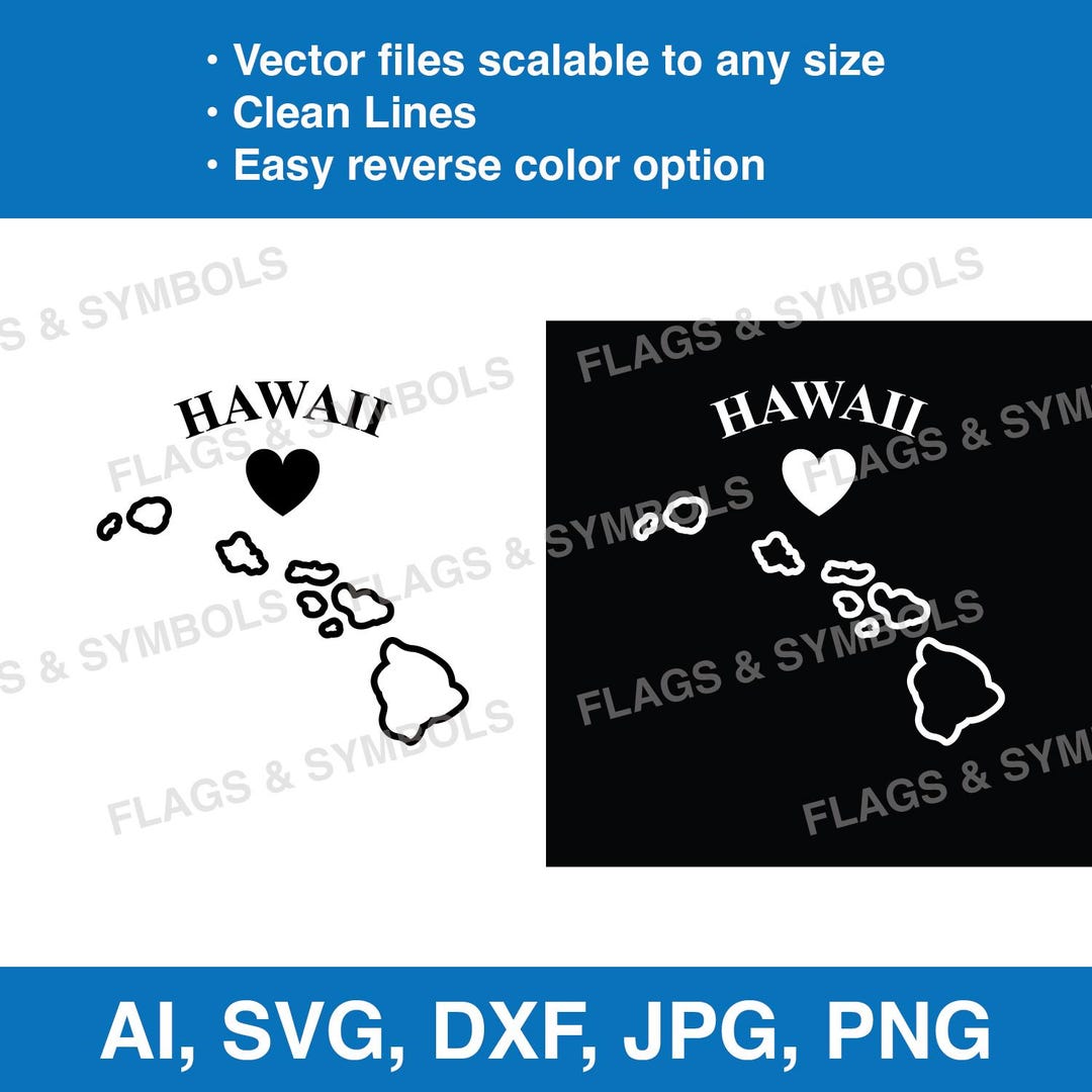 Hawaii State Flag Vector. Hawaii Outline Cut File. Hawaii Laser Cut ...
