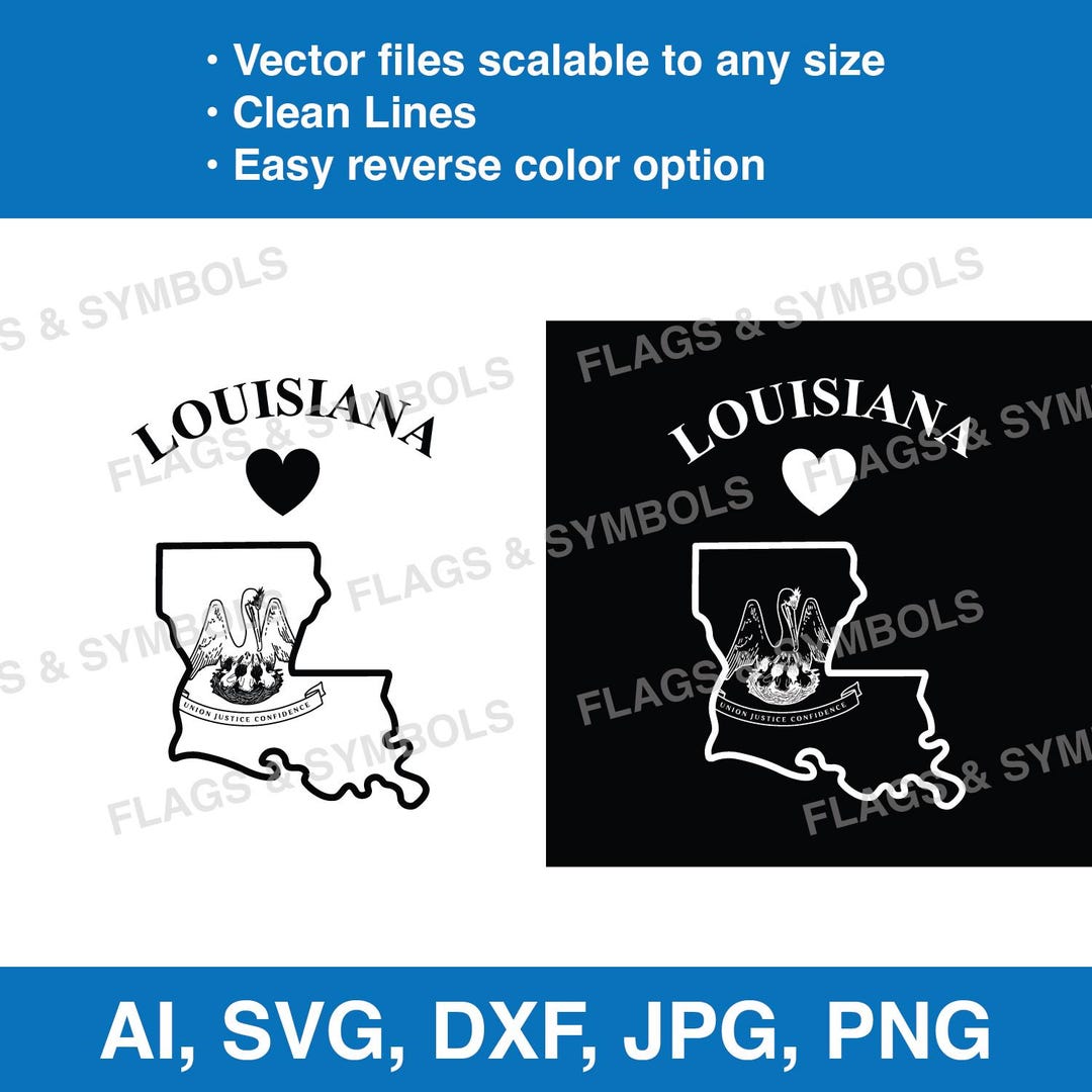 Louisiana State Flag Vector. Louisiana Outline Cut File. Louisiana ...