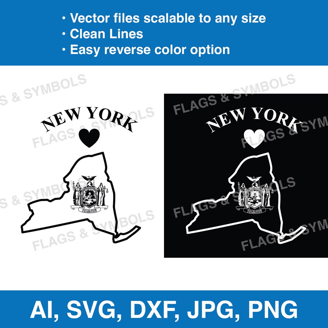 New York State Flag Vector. New York Outline State Cut File. New York ...