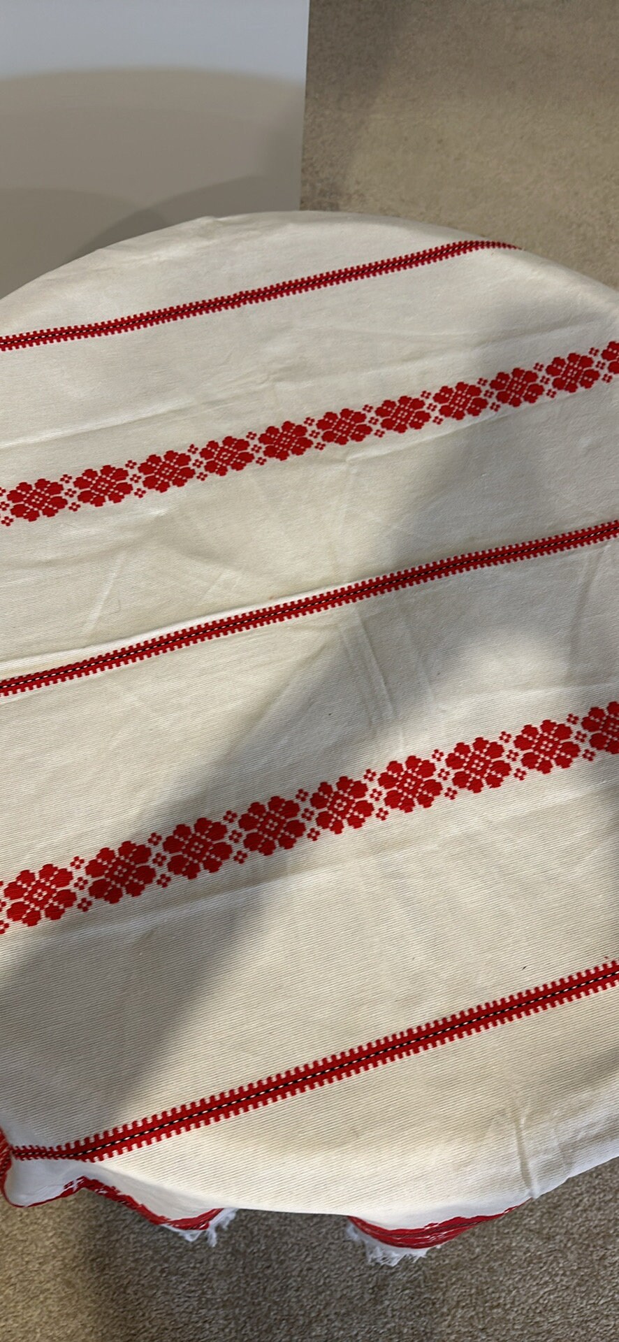 Traditional/folk Bohemian Boho White Square Tablecloth With Red and ...