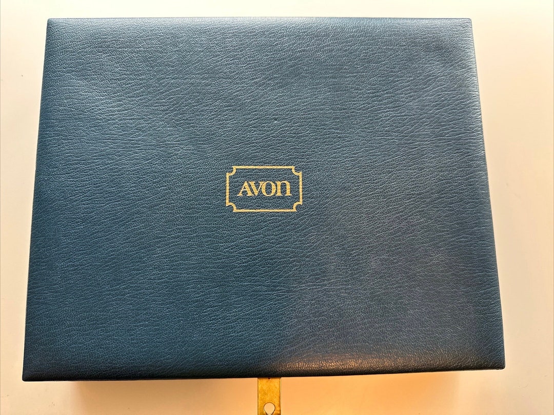 Vintage AVON Blue Gold Lettering Blue Velvet Jewelry Box, Display Box ...