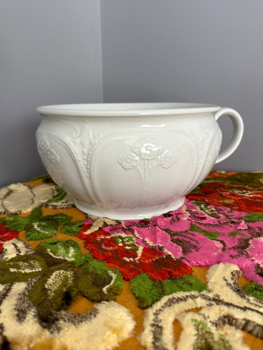 Vintage J&G MEAKIN Sol Ironstone Chamber Pot W/floral Pattern, Reg ...